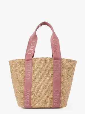 Chloé Woody Raffia Shoulder Bag - Beige