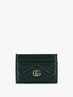 Gucci Gg Marmont Leather Card Holder - Green