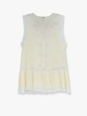 Chloé Silk Top With Lace Inserts - White