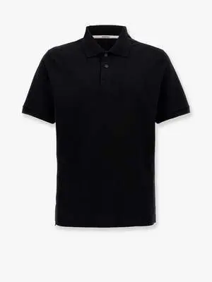 Saint Laurent Cotton Blend Polo Shirt With Cassandre Embroidery