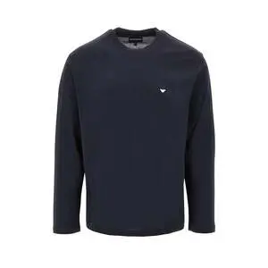 Emporio Armani Lyocell And Cotton Blend T-hirt With Logo - Blue