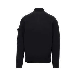 Stone Island Virgin Wool Blend Knit Sweater With Logo Badge