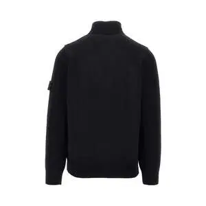 Stone Island Knitted Cardigan With Logo Badge