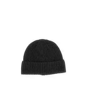 Stone Island Virgin Wool Beanie Hat With Logo Patch
