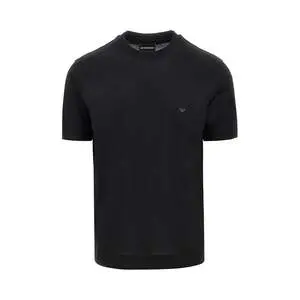 Emporio Armani Lyocell And Cotton Blend T-hirt With Logo - Black