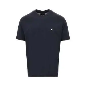 Emporio Armani Lyocell And Cotton Blend T-hirt With Logo - Blue