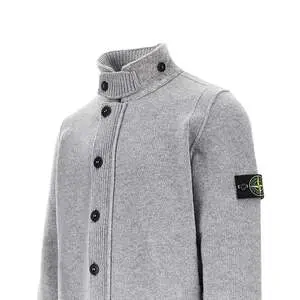Stone Island Knitted Cardigan With Logo Badge