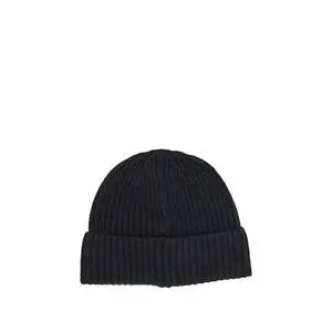 Stone Island Virgin Wool Beanie Hat With Logo Patch
