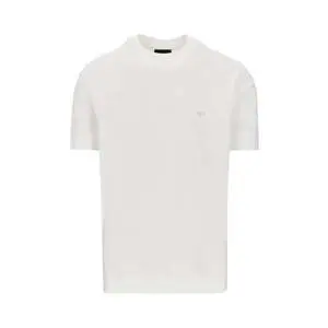 Emporio Armani Lyocell And Cotton Blend T-hirt With Logo - White