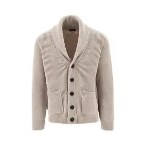 DRUMOHR Merino Wool Cardigan With Shawl Collar - Beige