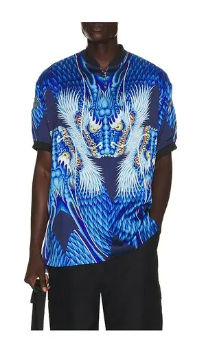 Y3 Drgn Satin Jersey In Blue