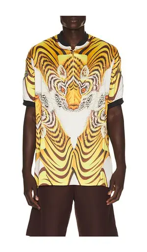 Y3 Tiger Satin Jersey In Yellow