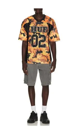 HUF Camo Football Jersey Tee In Orange