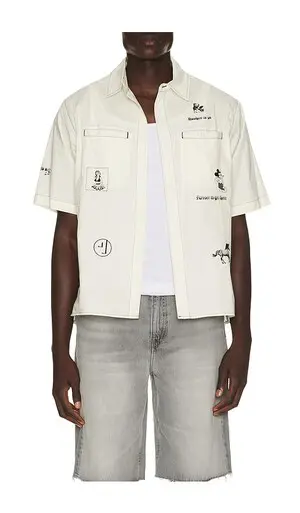 JUNGLES No Where Button Up Shirt In Cream