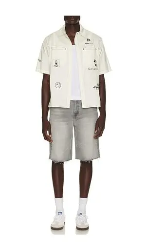 JUNGLES No Where Button Up Shirt In Cream