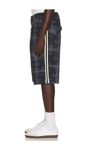 JUNGLES Haze Plaid Shorts In Blue - Blue Plaid