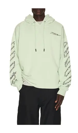 Off-White Type Arrow Loose Hoodie In Green - Mint
