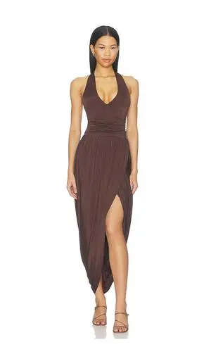 Amanda Uprichard Rosado Midi Dress In Brown - Cocoa