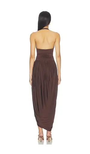 Amanda Uprichard Rosado Midi Dress In Brown