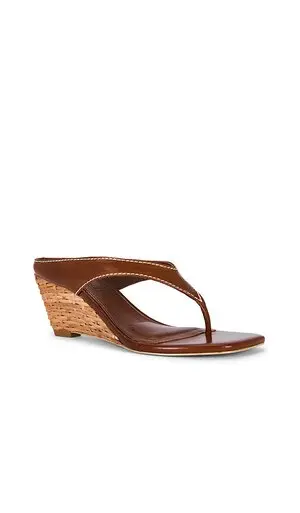 Simkhai Hazel Leather Thong Wedge In Brown