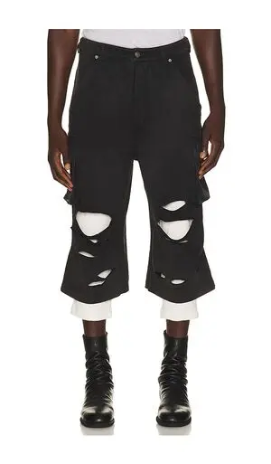 424 Ripped Bermuda Shorts - Black