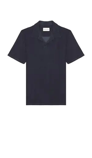 Frescobol Carioca Faustino Terry Cotton Blend Polo Short Sleeve In Navy