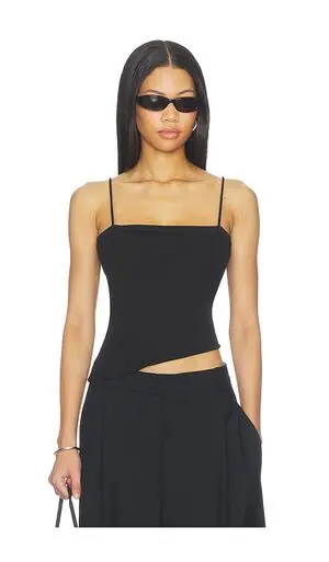 ST. AGNI Organic Cotton Square Neck Cami Top In Black - Jet Black