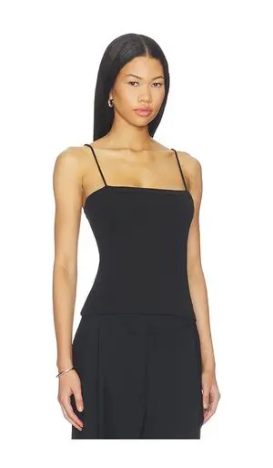 ST. AGNI Organic Cotton Square Neck Cami Top In Black - Jet Black