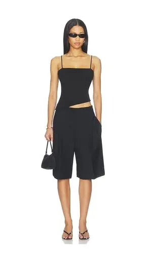 ST. AGNI Organic Cotton Square Neck Cami Top In Black - Jet Black