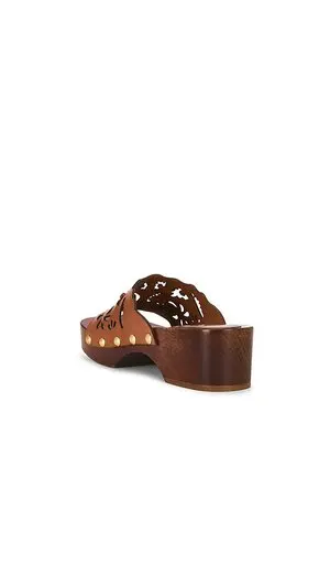 Farm Rio Lace Leather Clog In Brown