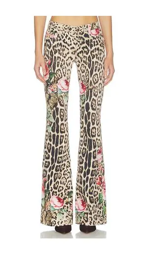 Roberto Cavalli Patchwork Flare Trousers - Natural