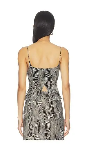ST. AGNI Savannah Silk Cami Top In Black & White