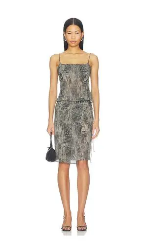 ST. AGNI Savannah Silk Cami Top In Black & White
