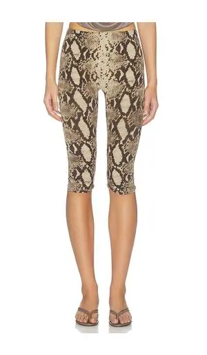 INDAH Printed High Waisted Capri Pant In Cream