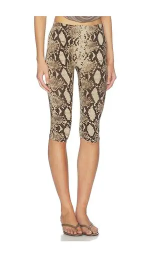 INDAH Printed High Waisted Capri Pant In Cream