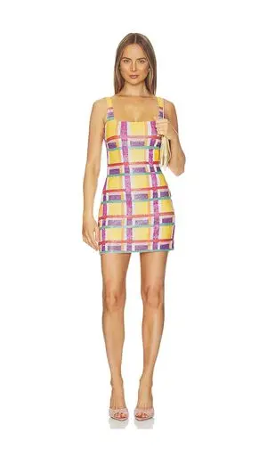 OCEANUS Candy-stripe Mini Dress In Yellow,pink