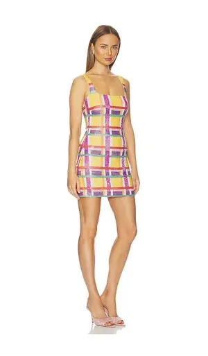 OCEANUS Candy-stripe Mini Dress In Yellow,pink