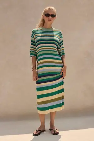 Striped Textured Knitted Dresses