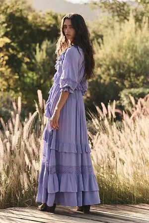 Free People Isobel Maxi Dress With Ruffles And Lace - Spring Tulip