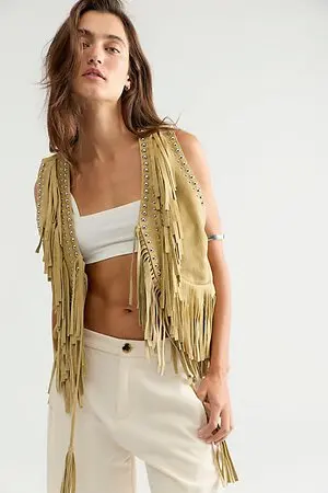 UNDERSTATED LEATHER Suede Fringe Vest - Tan