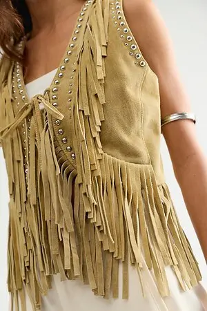 UNDERSTATED LEATHER Suede Fringe Vest