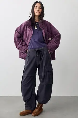 Free People We The Free Reef Curved Twill Cargo Pants Black