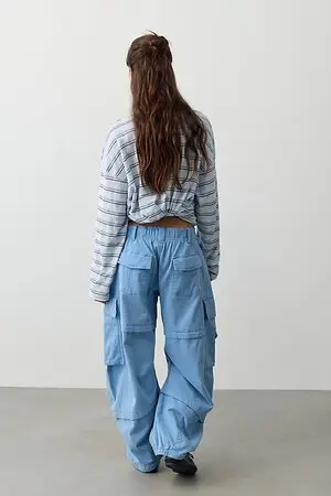 Free People We The Free Reef Curved Twill Cargo Pants - Dusk Blue