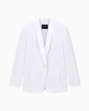 Giorgio Armani Silk Cady Tuxedo Jacket With Satin Shawl Collar - White