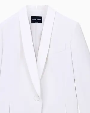 Giorgio Armani Silk Cady Tuxedo Jacket With Satin Shawl Collar - White