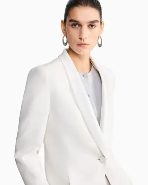 Giorgio Armani Silk Cady Tuxedo Jacket With Satin Shawl Collar - White