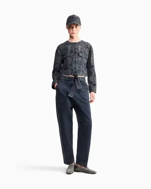Giorgio Armani Belted Cargo Jeans In Stretch Cotton Denim