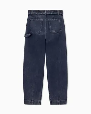 Giorgio Armani Belted Cargo Jeans In Stretch Cotton Denim