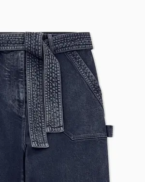 Giorgio Armani Belted Cargo Jeans In Stretch Cotton Denim