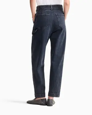 Giorgio Armani Belted Cargo Jeans In Stretch Cotton Denim